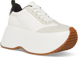 Madden Girl Focal Platform Lace-Up Jogger Sneakers - White/White ...