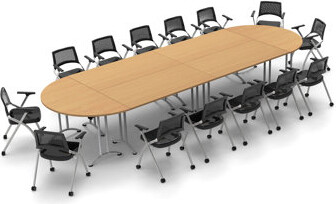 TeamWORK Tables 14 Person Conference Meeting Tables with 14 Chairs ...