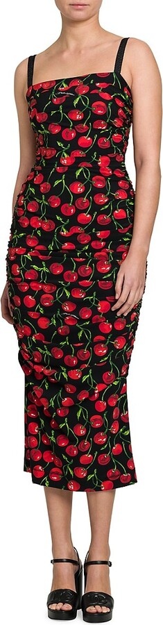 Dolce & Gabbana Women's Cherry Print Midi Dress - Ciliegie Fdo Nero ...