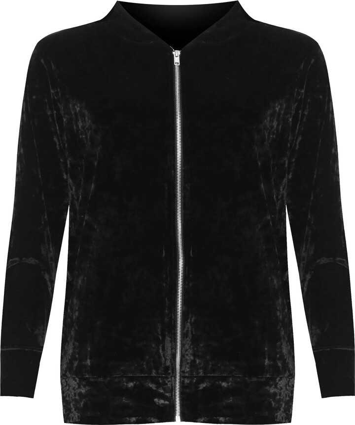 WearAll Women's Plus Long Sleeve Velour Velvet Coat Top New Ladies Zip ...
