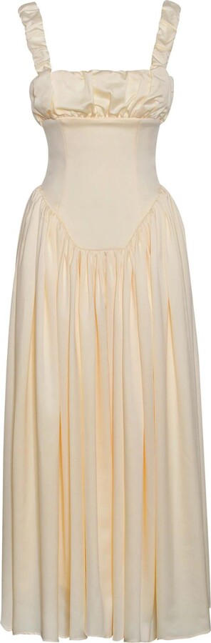 Miss Circle New York Neutrals / White Noreen Egg White Satin Drop Waist ...