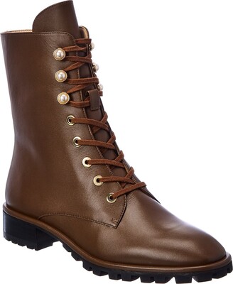 Stuart Weitzman Mila Lift Leather Combat Boots - ShopStyle