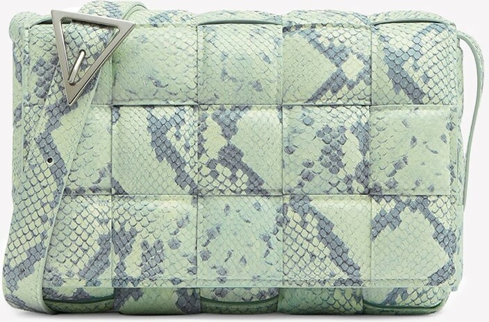 Bottega Veneta Padded Intrecciato Cassette Bag in Python Print Leather ...
