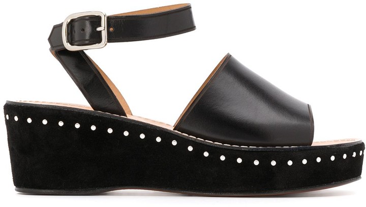 J&M Davidson Stud-Embellished Wedge Sandals - ShopStyle