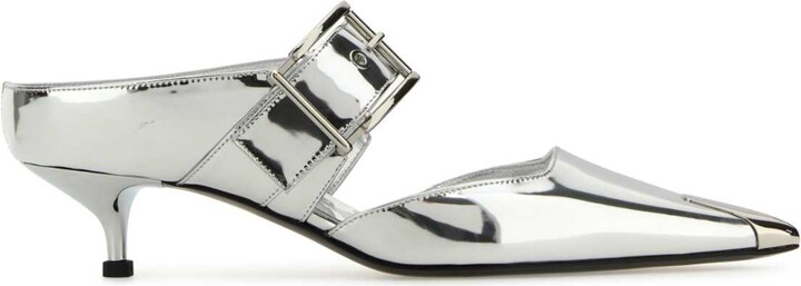 Alexander McQueen Silver Leather Punk Pumps - ShopStyle