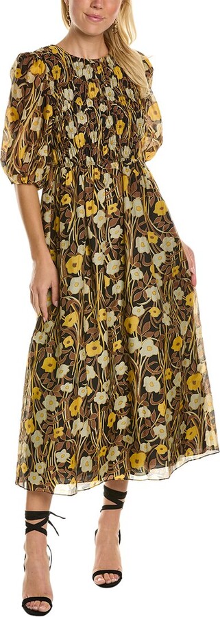 Rebecca Taylor Daphne Fleur Silk-Blend Dress - ShopStyle
