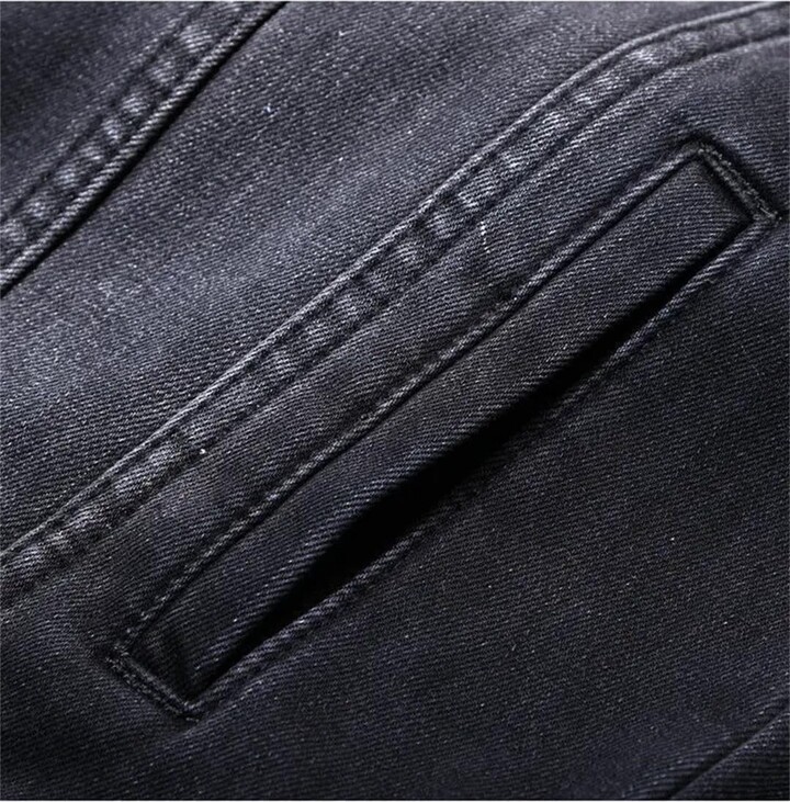 Generic Spring Fall Men's Denim Suit Slim Fit Fleece Denim Jacket And ...