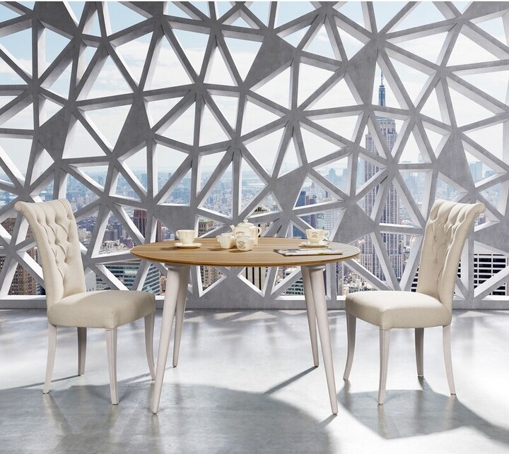 MaximaHouse BADI Solid Wood Round Dining Table - Natural OAK/White ...