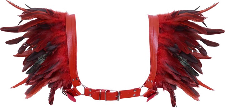 BYDHSS Women Harness Leather Feather Shoulder Chest Rave Party Goth ...