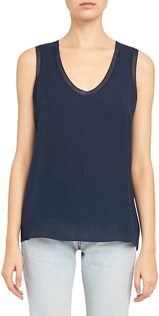 Theory Rib-Knit Silk Shell Top - ShopStyle