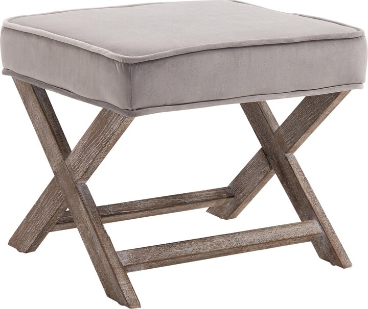 HOMCOM Footstool Padded Seat X Shape Chair Vintage Velvet Cover Shabby ...