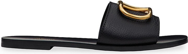 Valentino Garavani Vlogo Signature Slide Sandal In Grainy Cowhide With ...