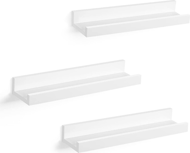 3 Set Floating Wall Shelves 15-inch Long Picture Shelving Ledge MDF ...
