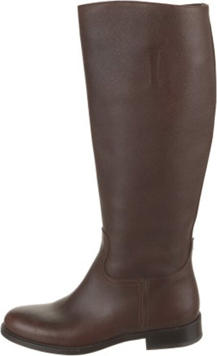 Prada Leather Riding Boots - ShopStyle