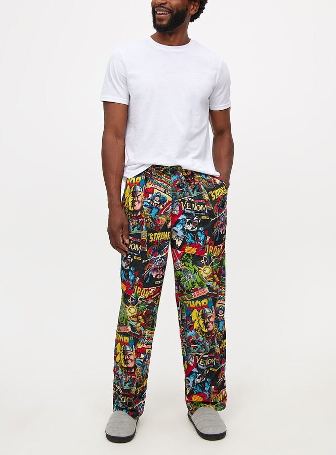 Black Disney Marvel Character Print Pyjama Bottoms - ShopStyle