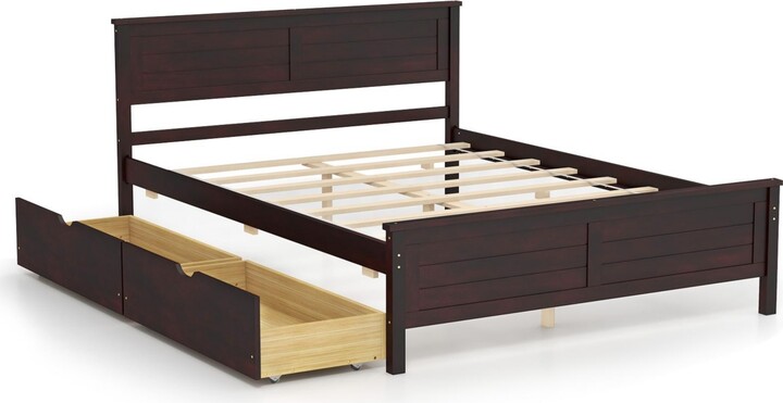 Slickblue Full Size Bed Frame with Storage Drawers and Solid Wood ...
