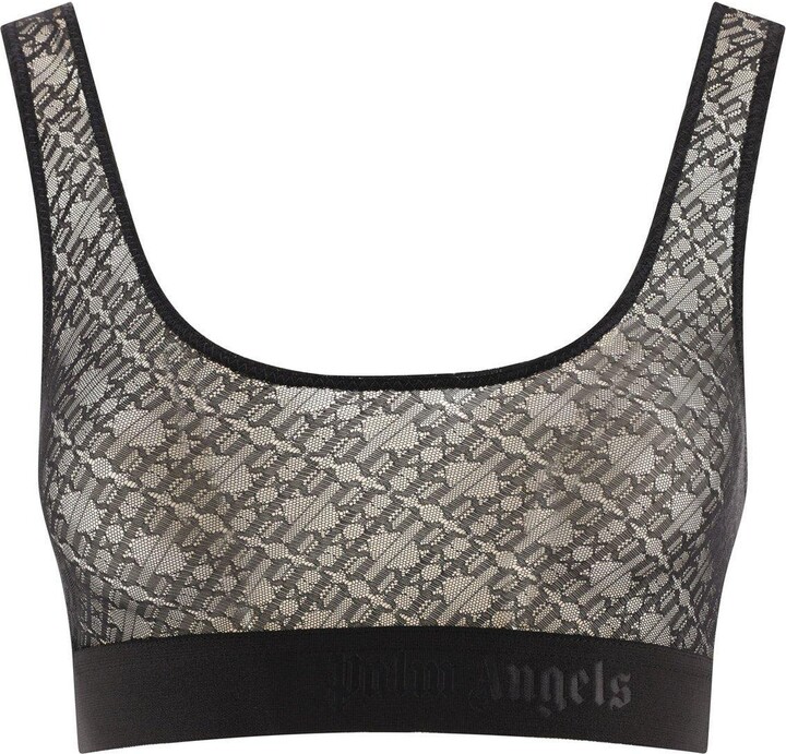 Palm Angels Logo Waistband Sheer Tulle Bra - ShopStyle