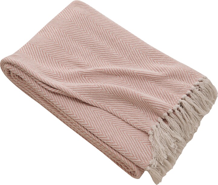 Dunelm Jenson Herringbone Throw 200cm x 200cm Blush - ShopStyle Blankets