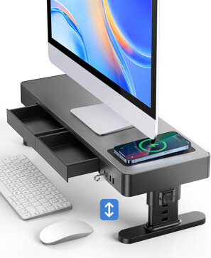 Inbox Zero Monitor Stand Heights Adjustable, Computer Riser with Auto ...
