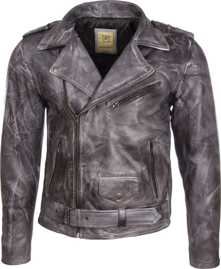 Aviatrix Men's Belted Biker Jacket in Real Cow Leather or Real ...