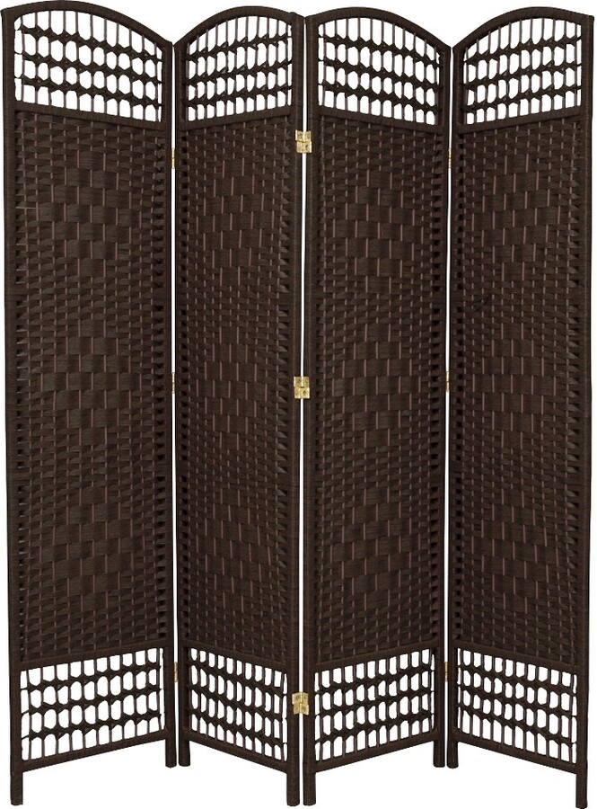 Oriental Furniture 5 1/2 ft. Tall Fiber Weave Room Divider - Dark Mocha ...
