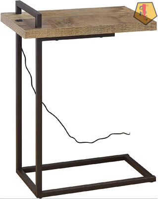 GN109 Rectangular Top USB Port Weathered Accent Table, 26" H X 19" W X ...