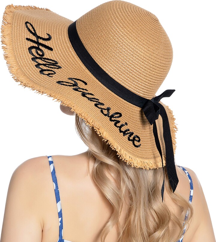 Muryobao Womens Wide Brim Straw Hat Floppy Foldable Roll Up Cap Beach