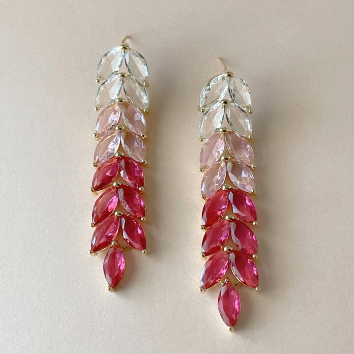 Luxe Tones India Jewelled Pink Ombre Drop Earrings - ShopStyle