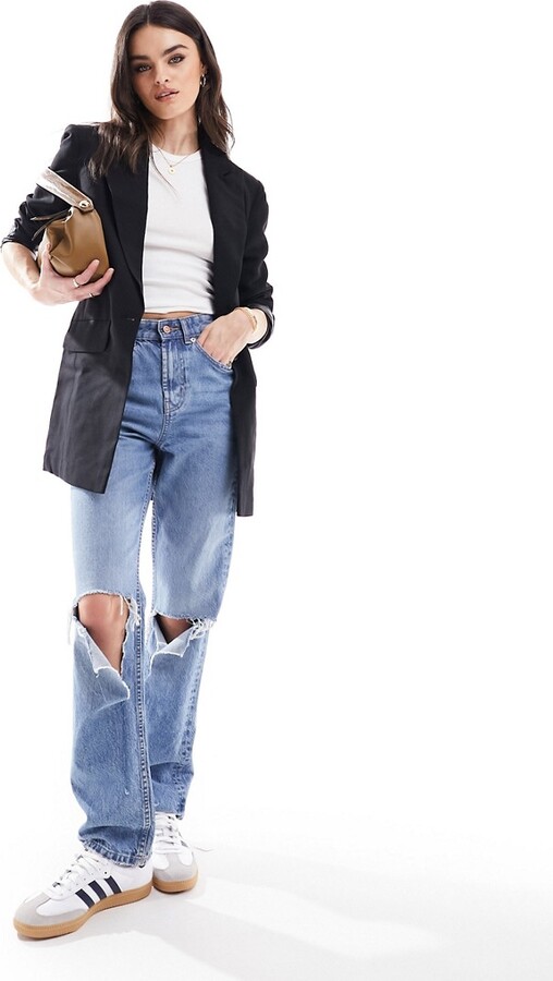 ASOS DESIGN new perfect long line shape blazer in black - ShopStyle