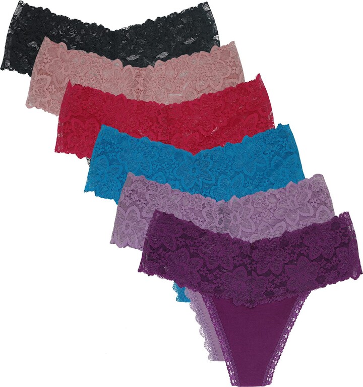 Deigecil High Waist Retro Thongs For Women Wide Band Soft Cmfy Seamless ...