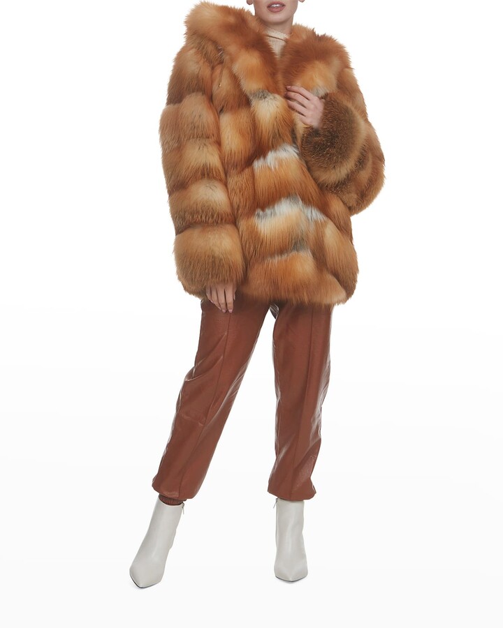 Gorski Chevron Fox Fur Parka Coat - ShopStyle