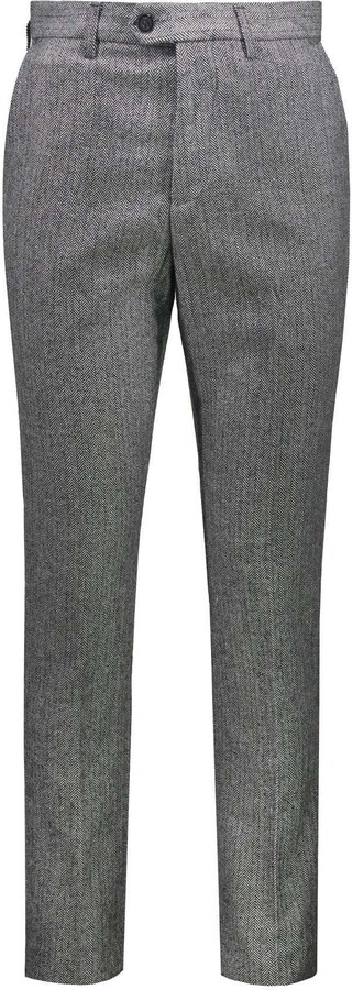 Xposed Jax - Men’s Grey Tweed Trousers Classic Textured Herringbone ...