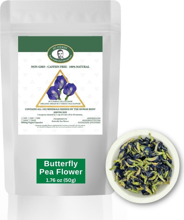 Etsy Butterfly Pea Flower, Organic Dried Clitoria Ternatea, Blossom ...