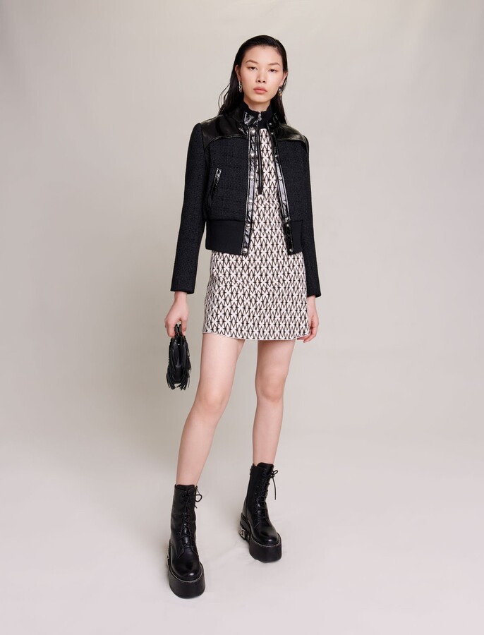 Maje Tweed and vinyl jacket - ShopStyle
