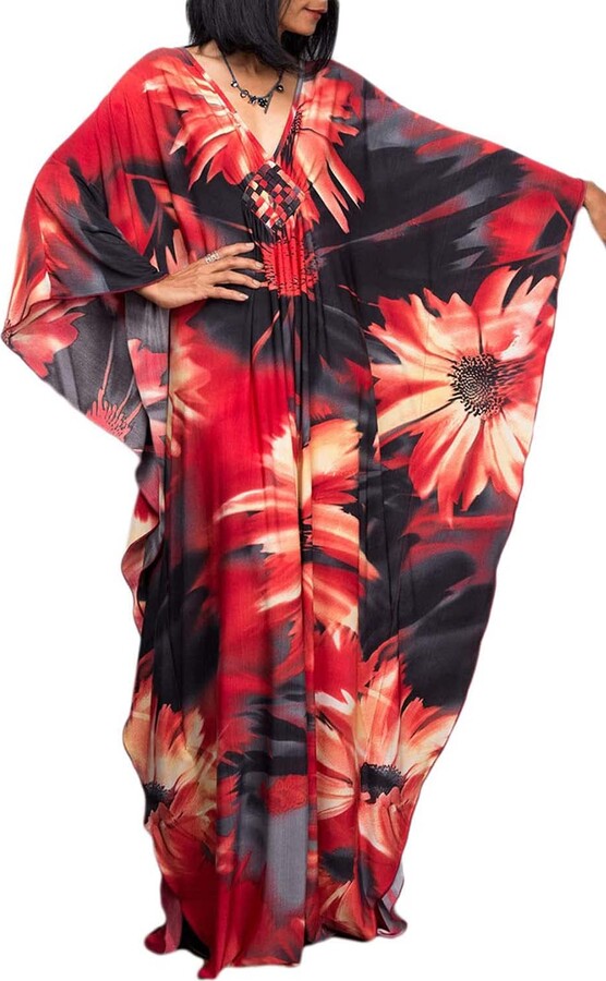 Orshoy Womens Long Bathing Suit Cover Up Summer Beach Kaftan Dress Bohe ...