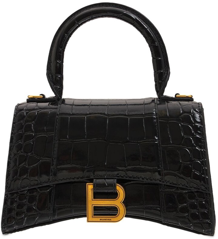 Balenciaga Xs Hourglass Croc Embossed Leather Bag - ShopStyle