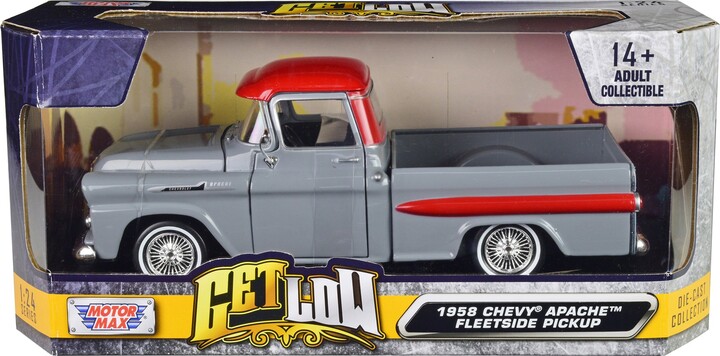1958 Chevrolet Apache Fleetside Pickup Truck Lowrider Gray with Red Top ...