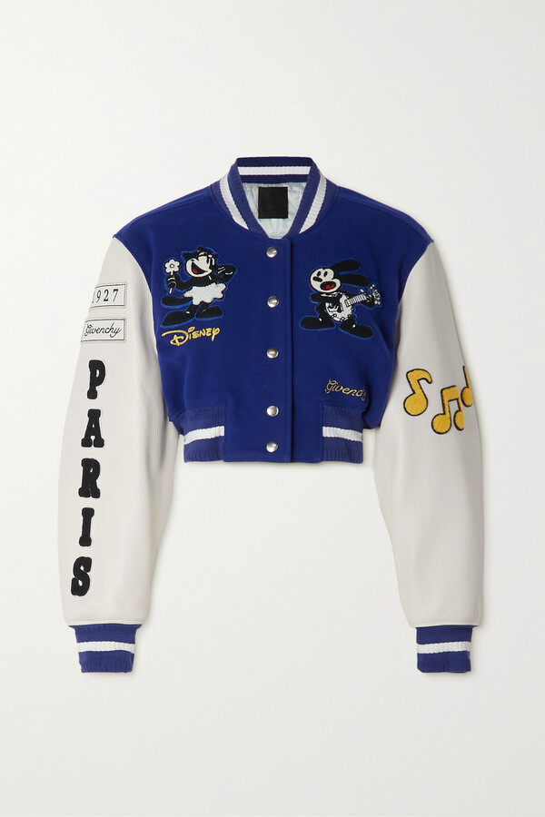 Givenchy + Disney Appliquéd Leather-trimmed Padded Wool-blend Jacket - Blue - ShopStyle