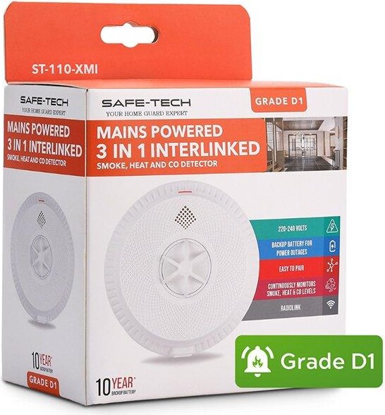 Living and Home Main-Powered 3 in 1 Multi Sensor Interlinked Fire Alarm ...