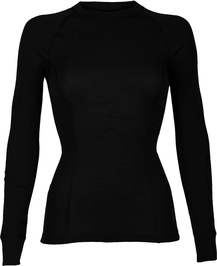 DILLING Women's high Neck Cut top - Organic Merino Wool Black 12 ...