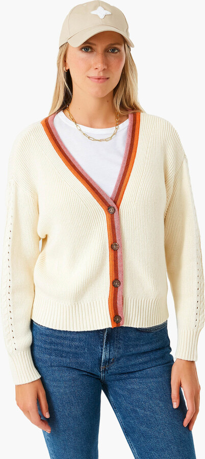 Marine Layer Ivory with Tipping Robin Crop Cardigan - ShopStyle