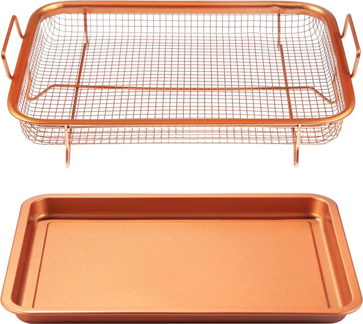 Fresh Fab Finds Non-Stick Crisper Tray Set Air Fry Pan Grill Basket ...