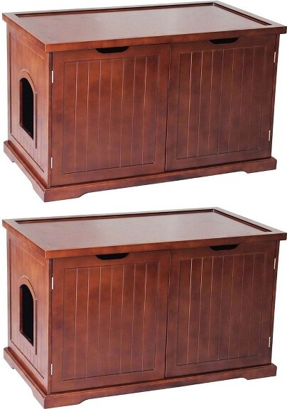 Merry Products Cat Washroom Storage Bench Furniture with Dual Doors ...
