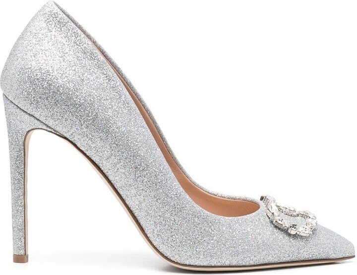 Dee Ocleppo 100mm Embellished Logo-Plaque Pumps - ShopStyle