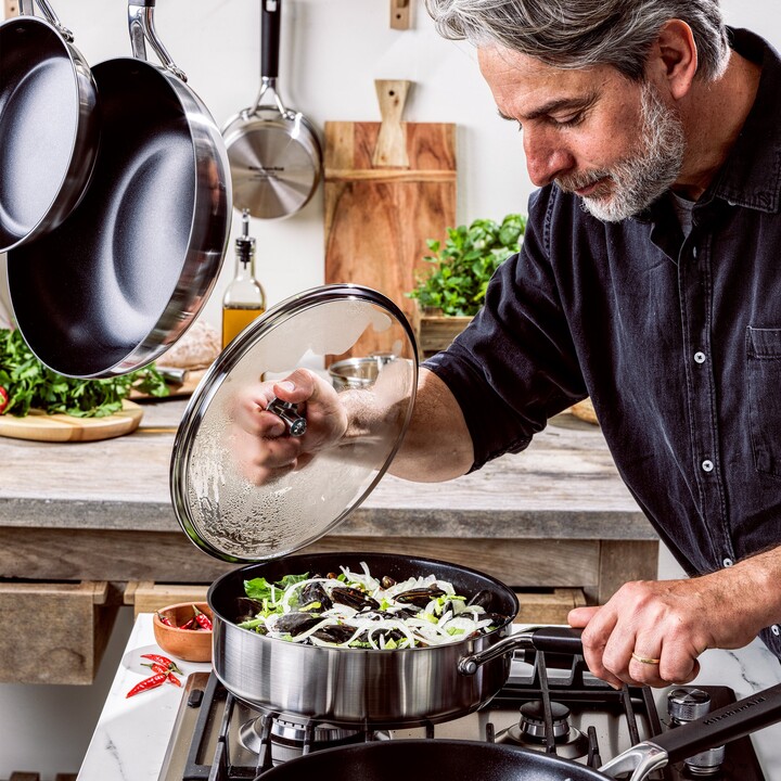 KitchenAid Classic Non-stick Covered Skillet, 26cm Silver - ShopStyle ...