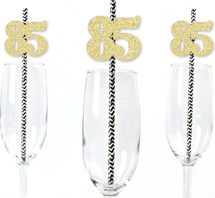 Big Dot of Happiness Gold Glitter 85 Party Straws - No-Mess Real Gold ...