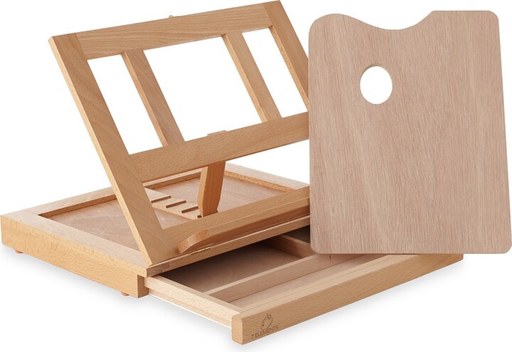 7 Elements Wooden Tabletop Art Easel with Palette and Storage Drawer ...