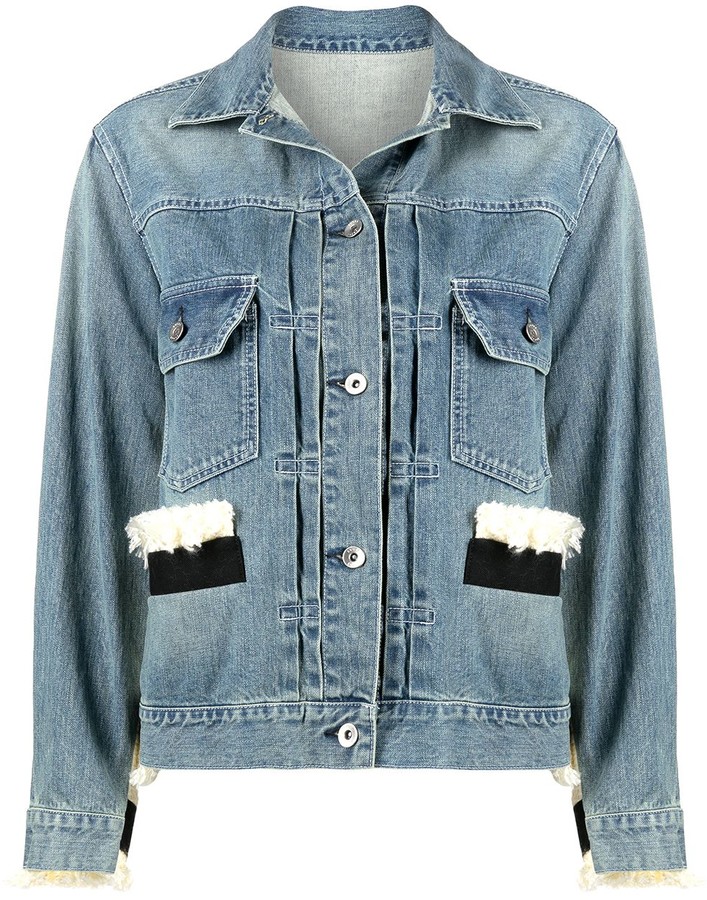 Sacai Knitted-Panel Denim Jacket - ShopStyle