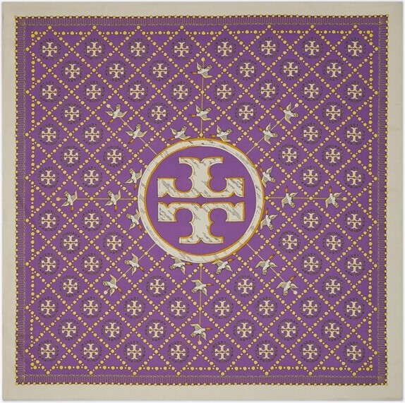 Tory Burch Pearls And Ducks T Monogram Silk Square - ShopStyle Scarves ...