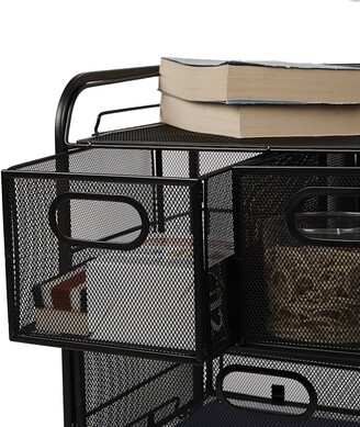 Global Pronex Mesh 4 Drawer Rolling Mesh Office Cart, Metal Storage ...